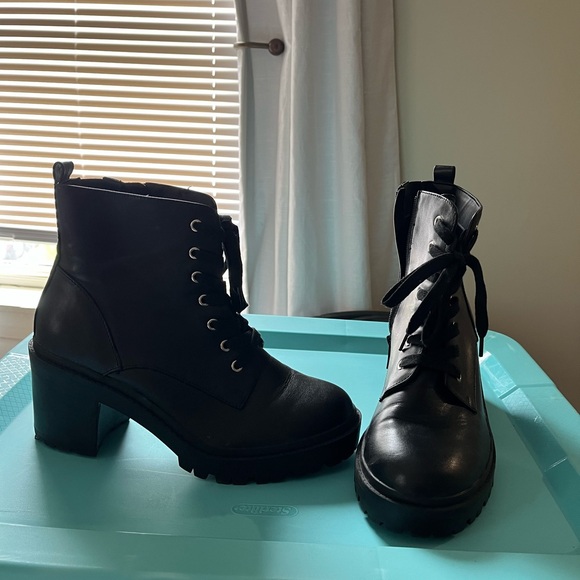 torrid | Shoes | Torrid Black Lace Up Boots With Chunky Heel | Poshmark